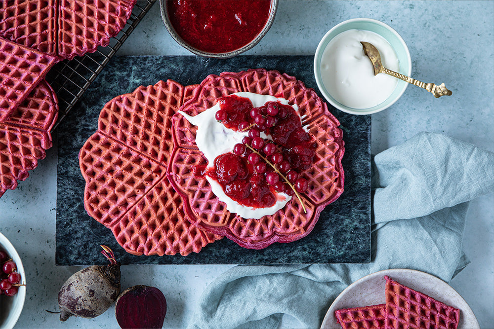 Beetroot waffles recipe | Colourful homemade waffles with vegetable ...